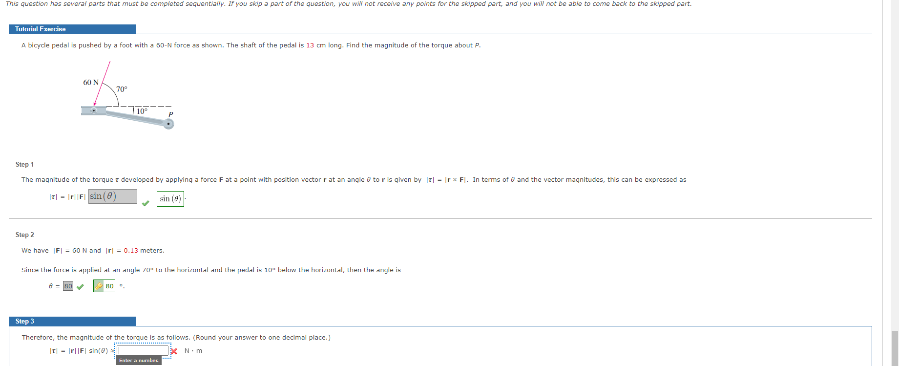 Solved The magnitude of the torque τ developed by applying a | Chegg.com