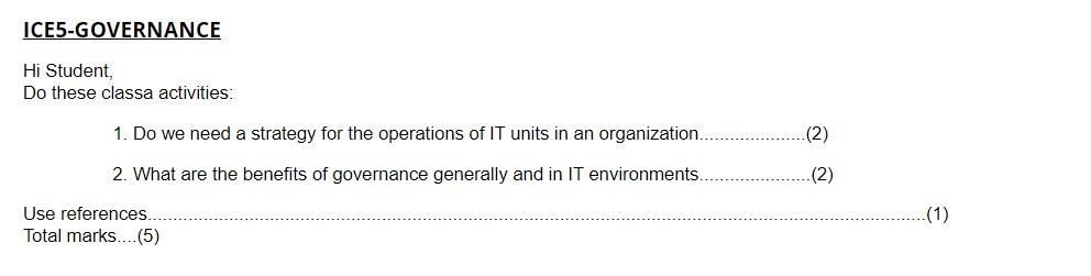 Solved ICE5-GOVERNANCE Hi Student, Do these classa | Chegg.com