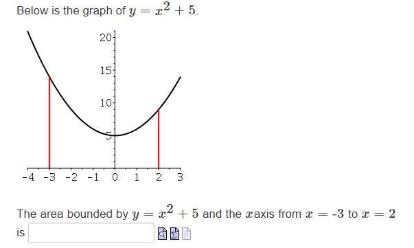 Solved Below is the graph of y=x2+5. The area bounded by | Chegg.com