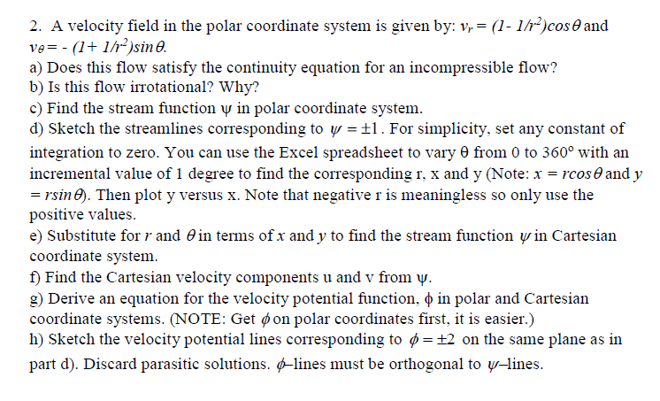 Solved 2. A velocity field in the polar coordinate system is | Chegg.com