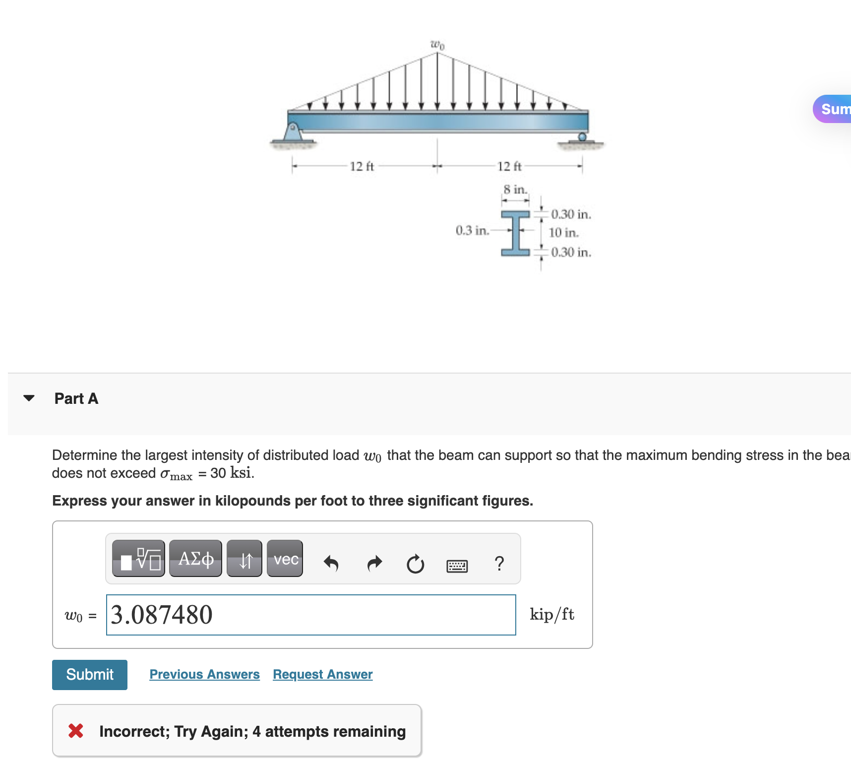 Solved Determine the largest intensity of distributed load | Chegg.com