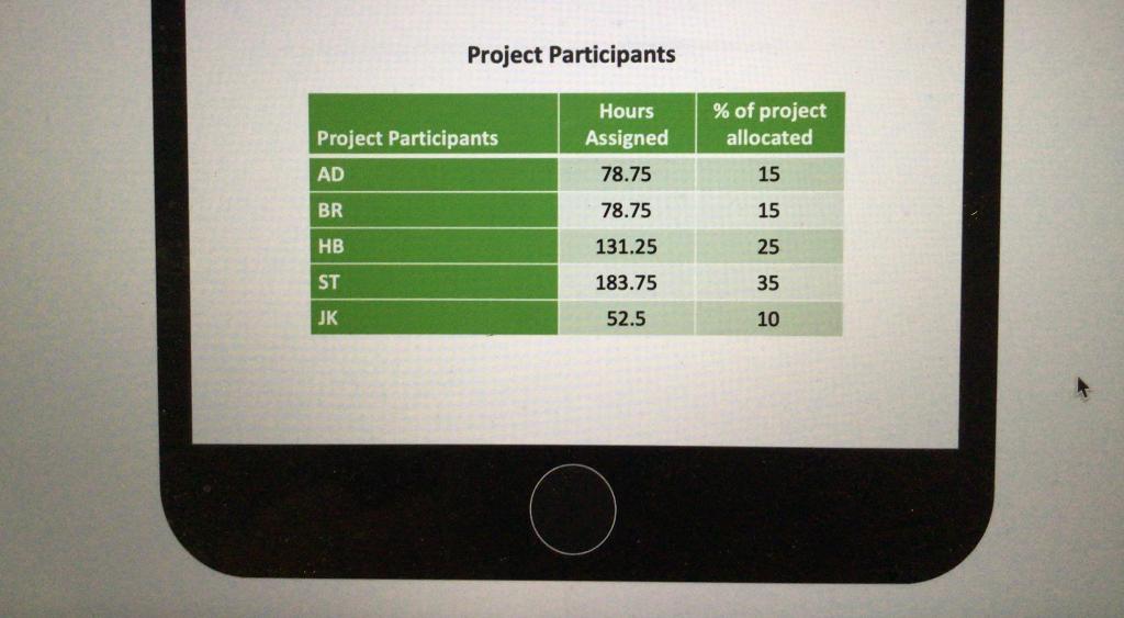 Solved Project FinancialsProject ParticipantsThe total | Chegg.com