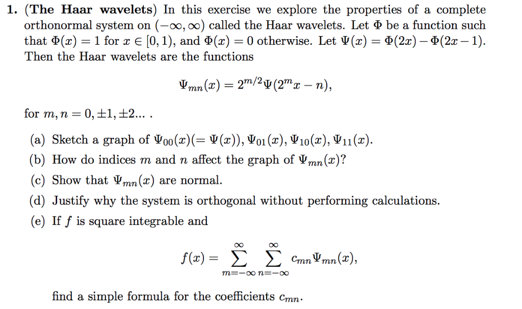 1. (The Haar wavelets) In this exercise we explore | Chegg.com