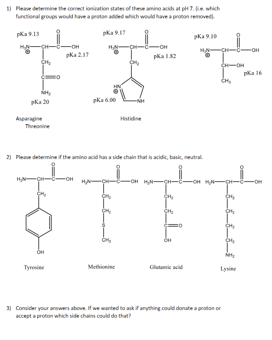 Solved 1) Please determine the correct ionization states of | Chegg.com