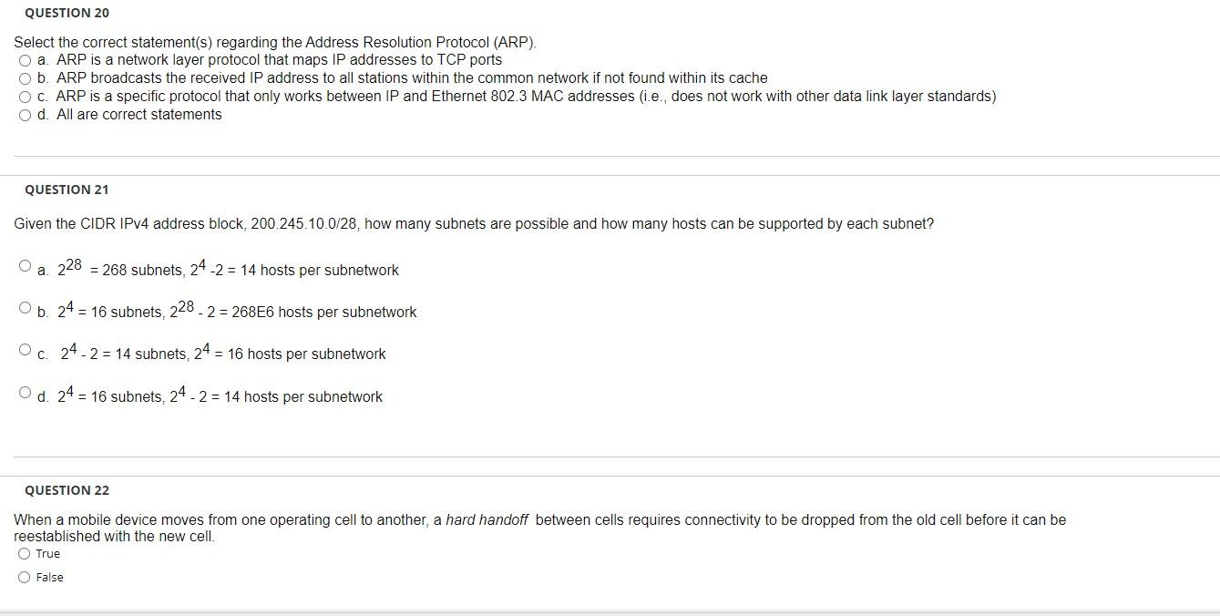 Solved QUESTION 6 Given the IPv4 address in CIDR notation | Chegg.com