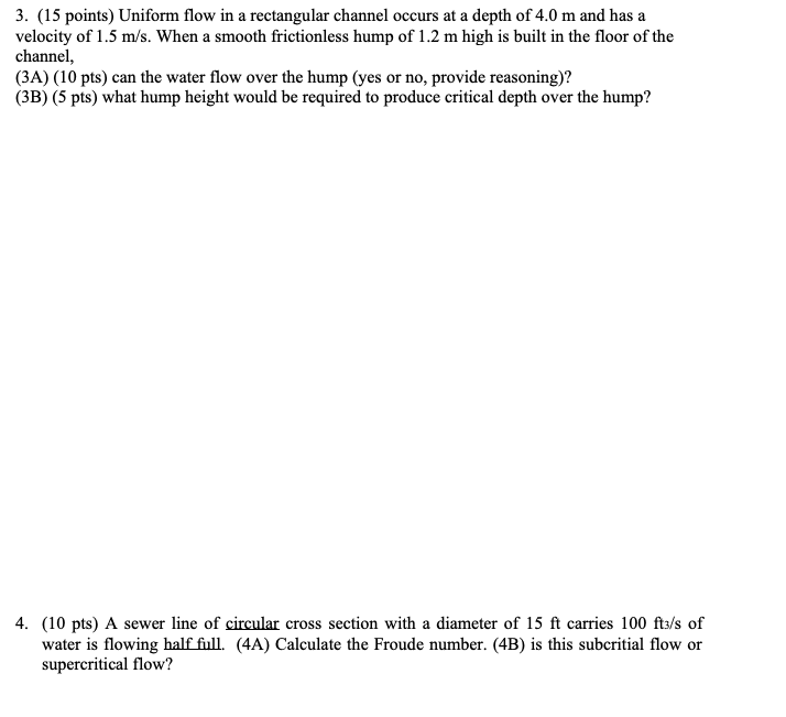 Solved 3. (15 points) Uniform flow in a rectangular channel | Chegg.com