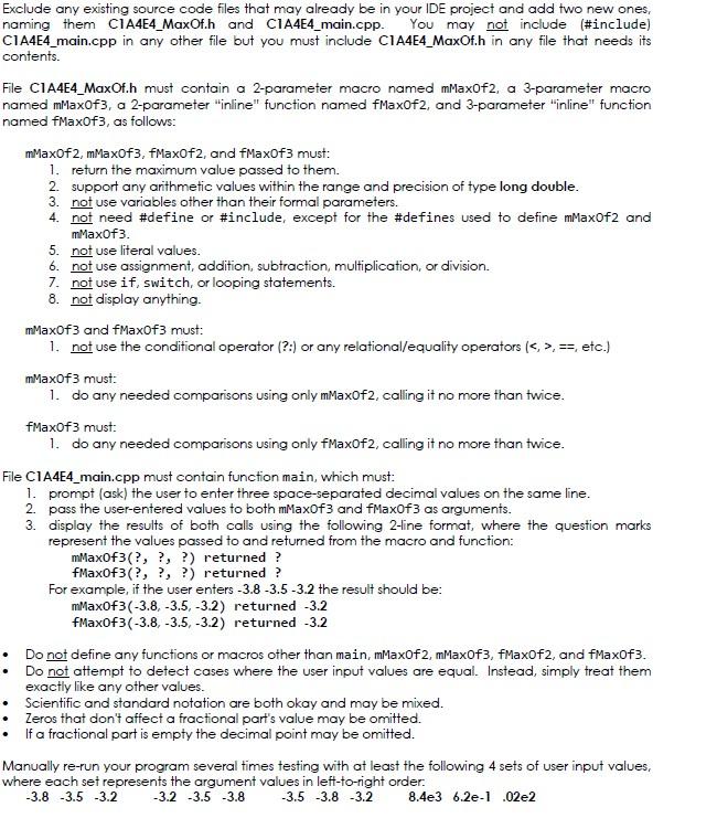 Solved Exclude any existing source code files that may | Chegg.com