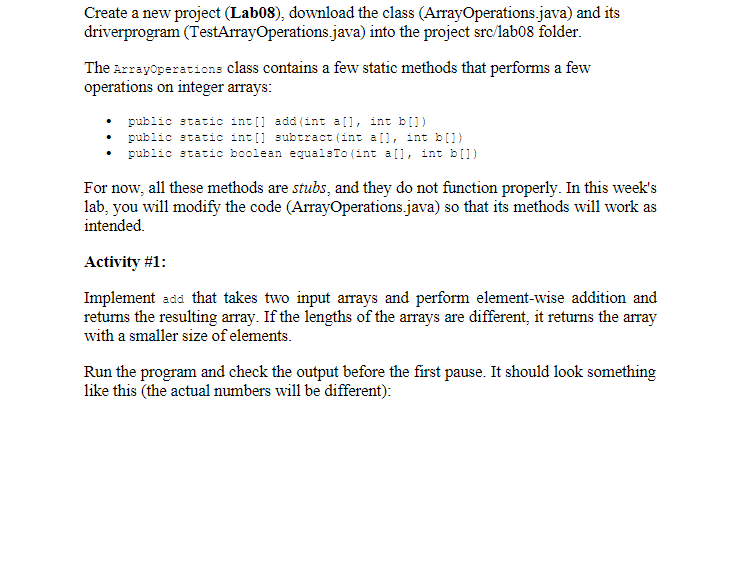 Solved Array Operation Code Public Class Arrayoperations 