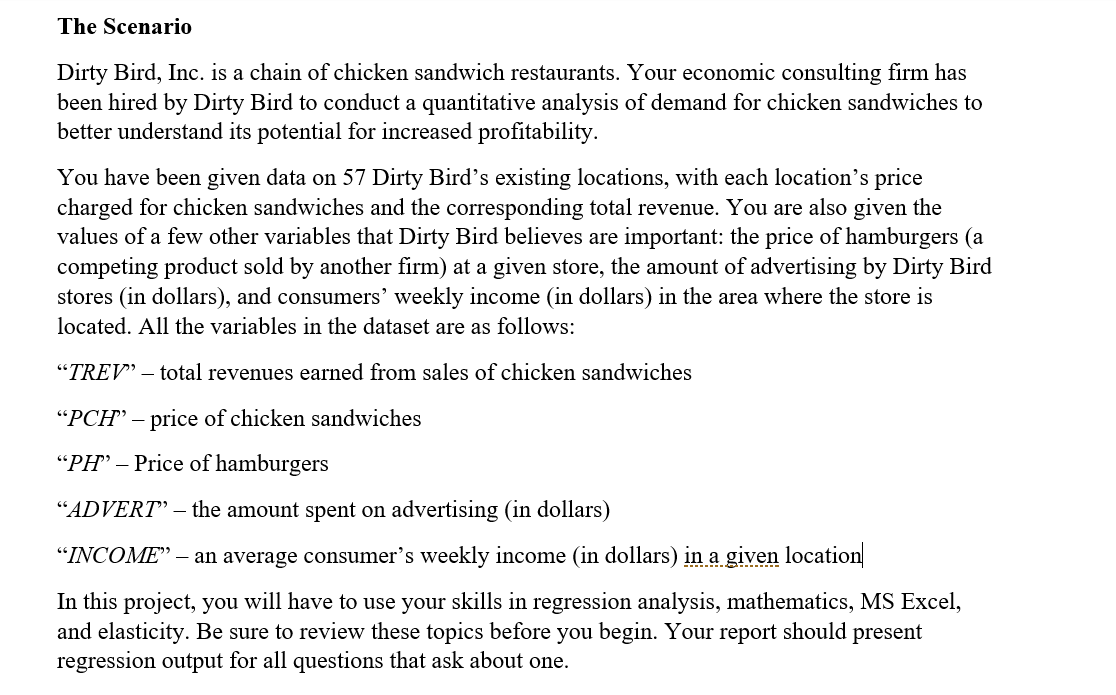Solved The Scenario Dirty Bird, Inc. is a chain of chicken | Chegg.com