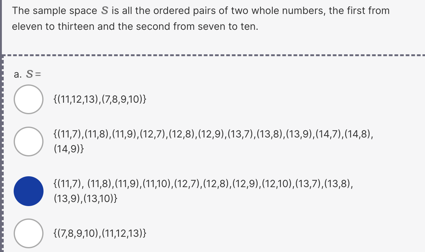 Solved The sample space S is all the ordered pairs of two | Chegg.com