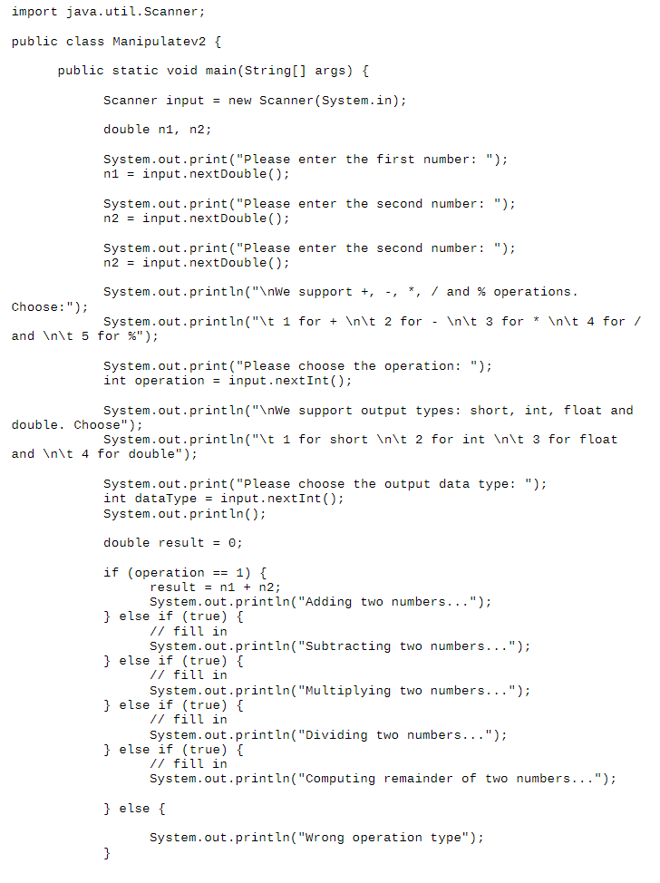 Solved import java.util.Scanner; public class Manipulatev2 { | Chegg.com