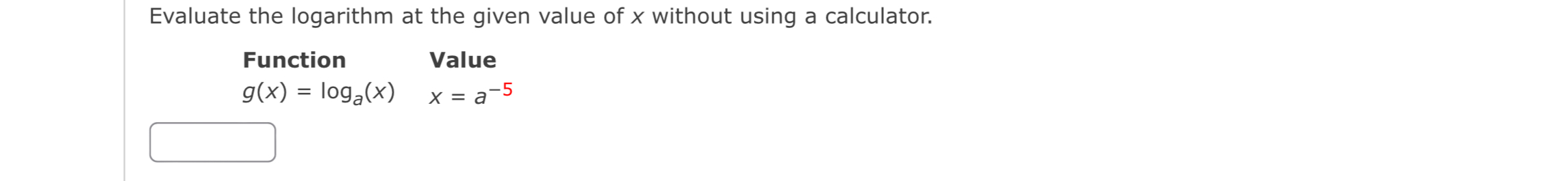Solved Evaluate the logarithm at the given value of x | Chegg.com