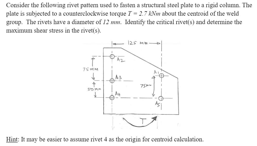Solved Consider the following rivet pattern used to fasten a | Chegg.com