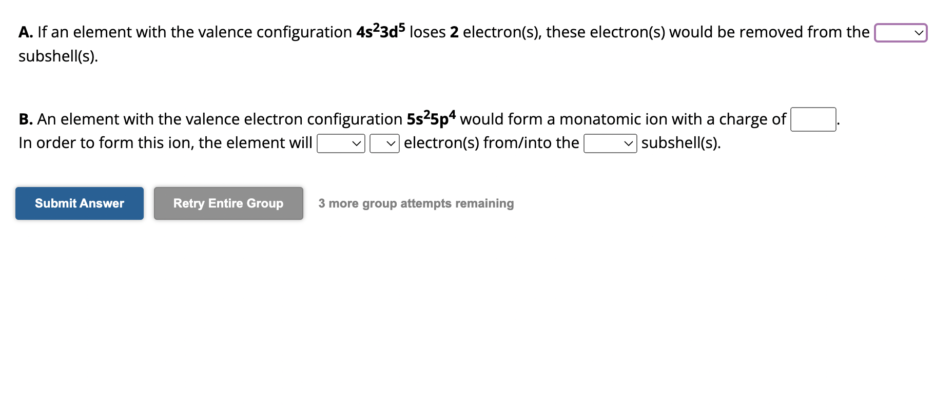 Solved A If An Element With The Valence Configuration
