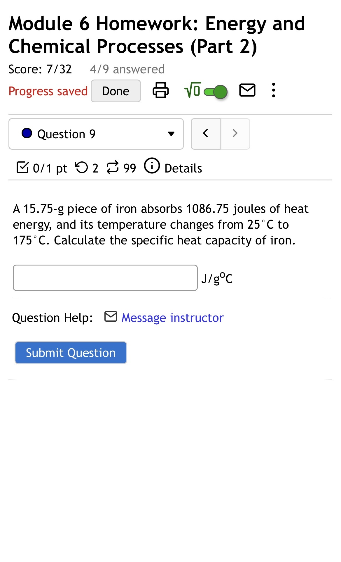 Solved Module 6 Homework: Energy and Chemical Processes | Chegg.com