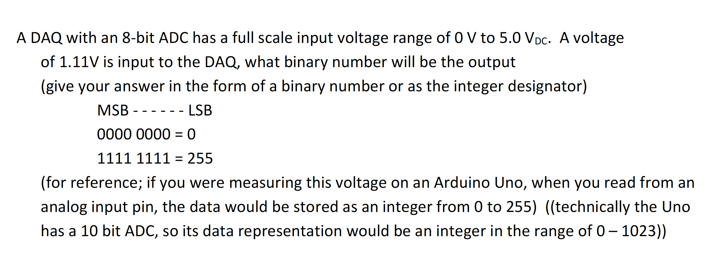 Solved A DAQ with an 8-bit ADC has a full scale input | Chegg.com