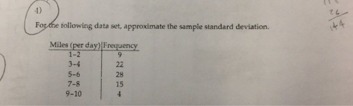 Solved For the following data set, approximate the sample | Chegg.com