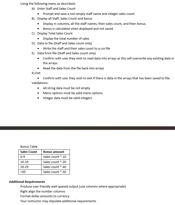 Solved Purpose - to create a program which stores sales | Chegg.com