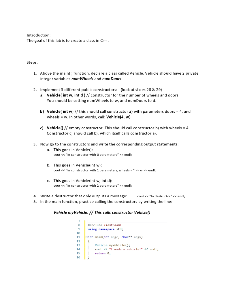 Solved #include using namespace std; class Vechile | Chegg.com