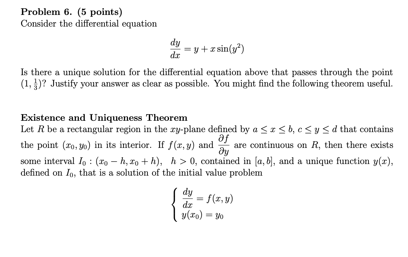 Solved Problem 6. (5 points) Consider the differential | Chegg.com