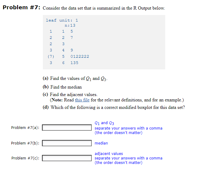 Solved Problem #7: Consider the data set that is summarized | Chegg.com