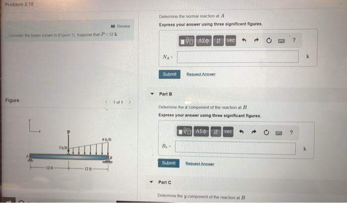Solved Problem 2.18 Determine the normal reaction at A | Chegg.com