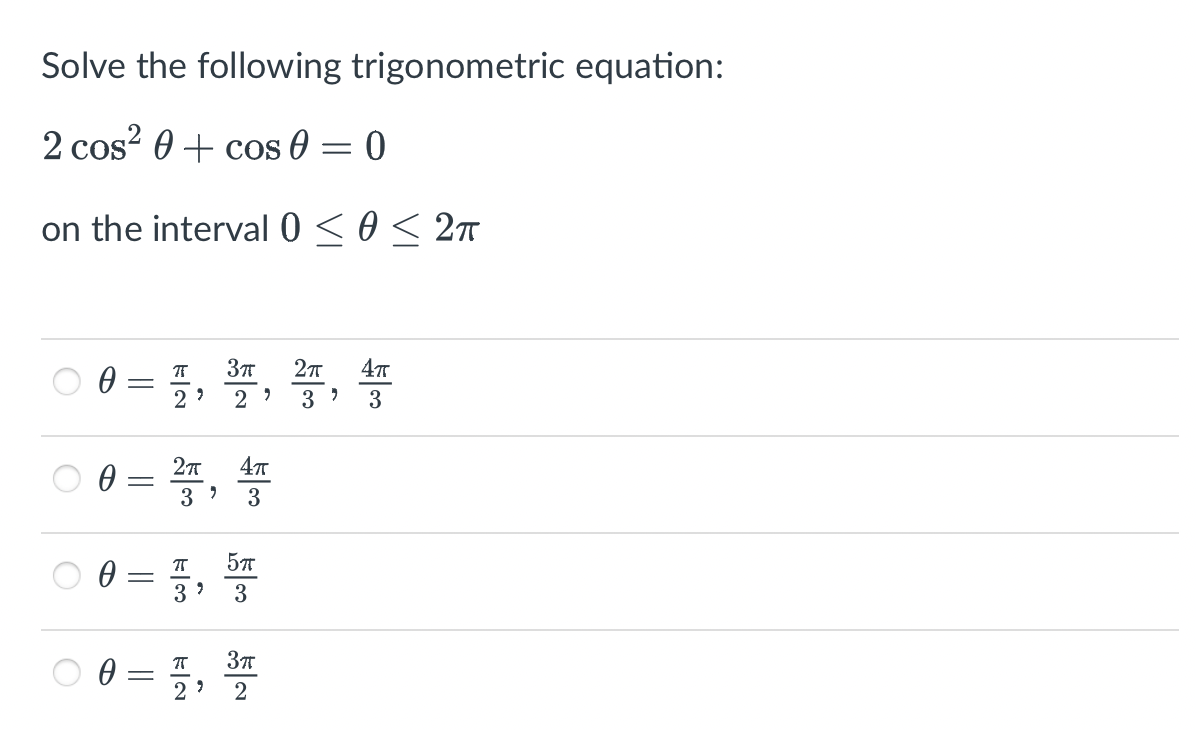 Solved Solve the following trigonometric equation: | Chegg.com