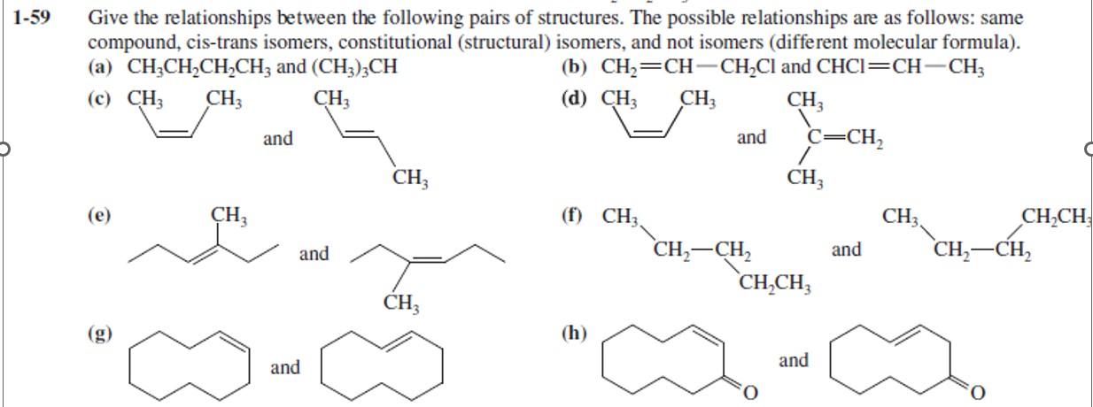 Solved 1-59 Give the relationships between the following | Chegg.com
