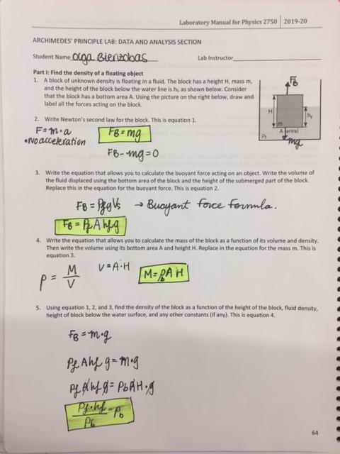Solved Laboratory Manual for Physies 2750 2019-20 ARCHIMEDES | Chegg.com