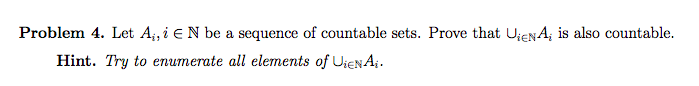 Solved Problem 4. Let Ai, i E N be a sequence of countable | Chegg.com