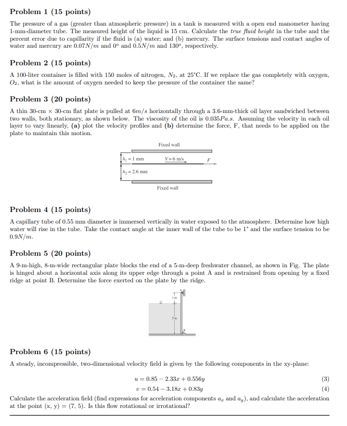 Solved Problem 1 (15 points) The pressure of a gas (greater | Chegg.com