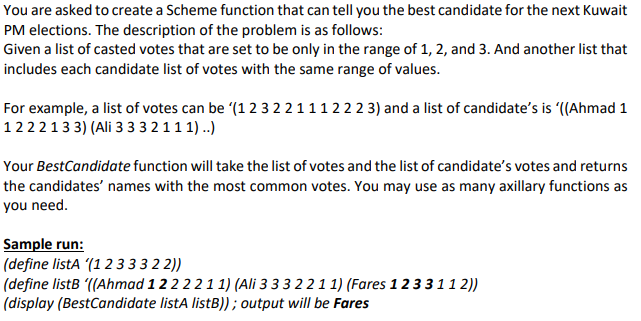 Solved You are asked to create a Scheme function that can | Chegg.com