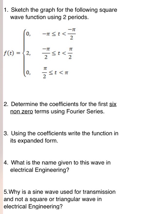 Solved 1. Sketch the graph for the following square wave | Chegg.com