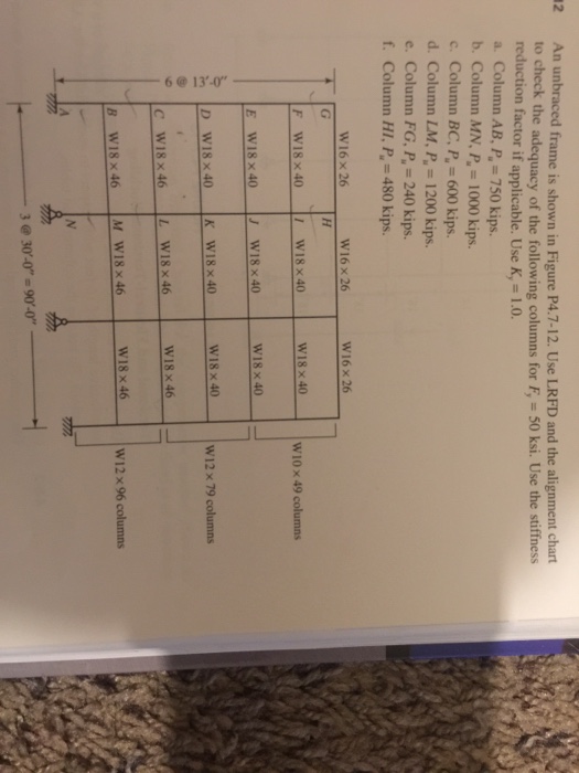 Solved 12 An unbraced frame is shown in Figure P4.7-12. Use | Chegg.com