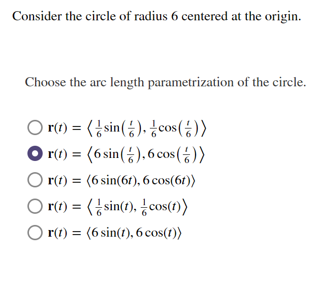 Solved Consider the circle of radius 6 ﻿centered at the | Chegg.com