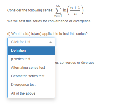 Solved 00 n2 + Consider the following series: In n=1 We will | Chegg.com