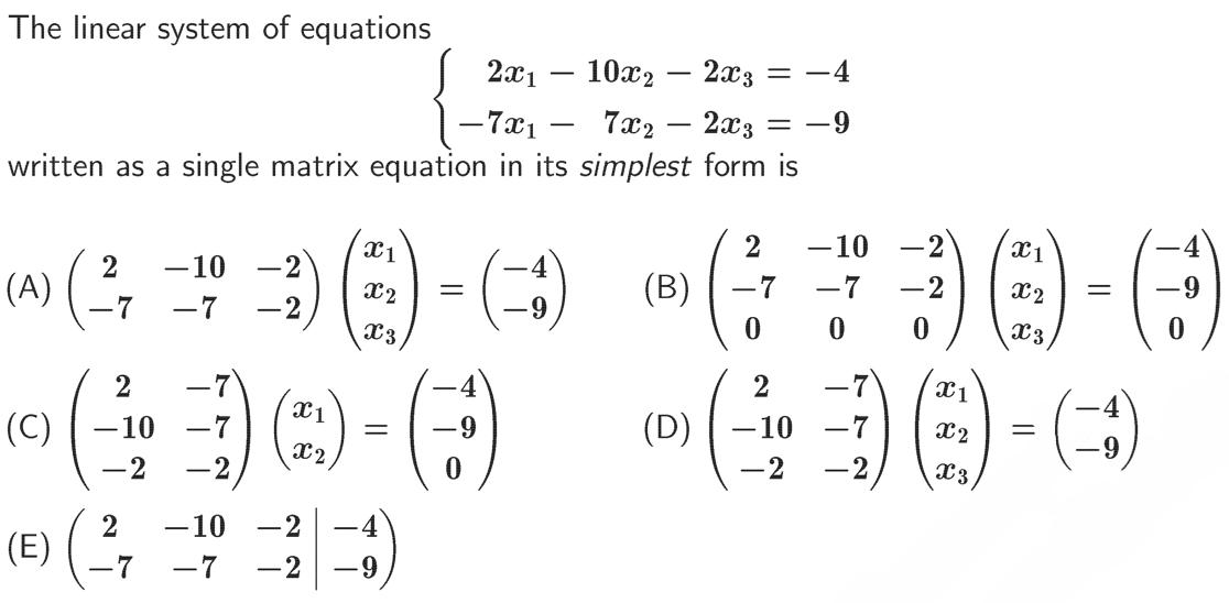 Solved The linear system of equations | Chegg.com