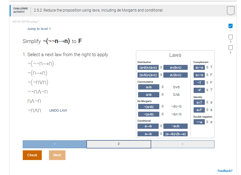 Solved LLENGE VITY 2.5.2: Reduce the proposition using laws, | Chegg.com Solved LLENGE VITY 2.5.2: Reduce the proposition using laws, | Chegg.com