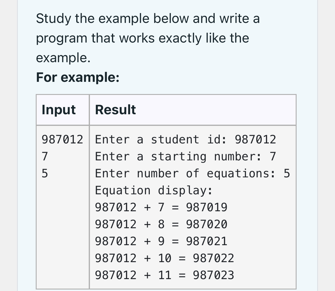 Solved Study the example below and write a program that | Chegg.com