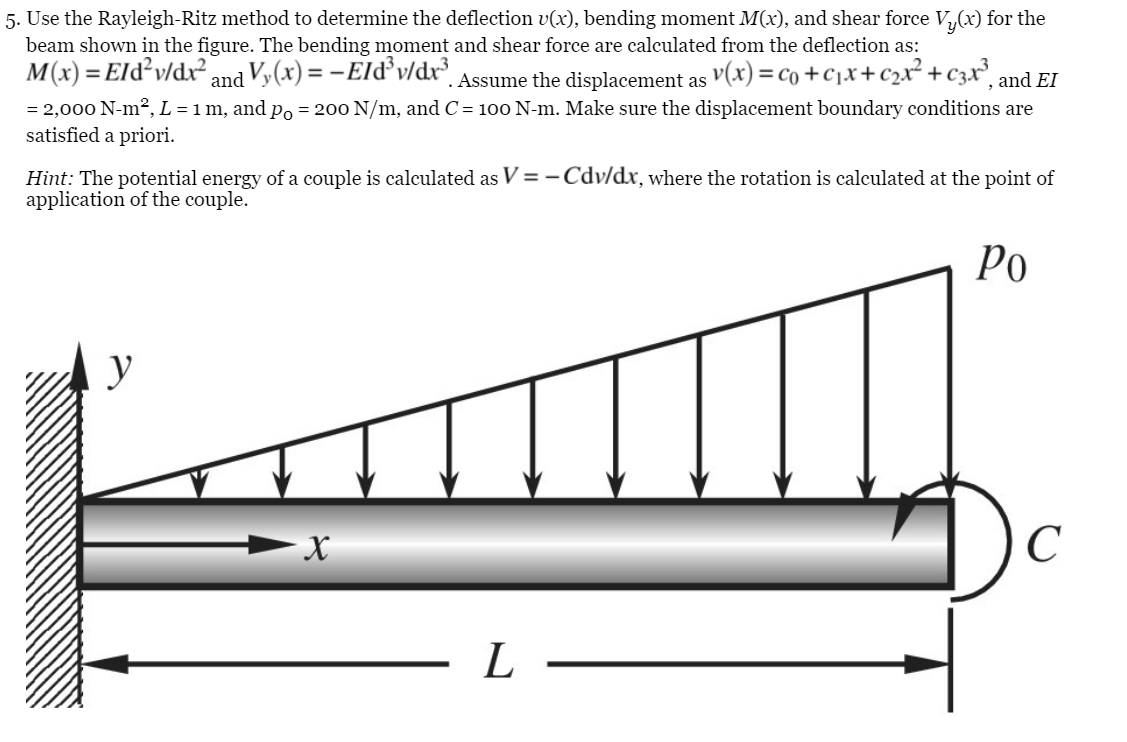 Solved 5. Use the Rayleigh-Ritz method to determine the | Chegg.com