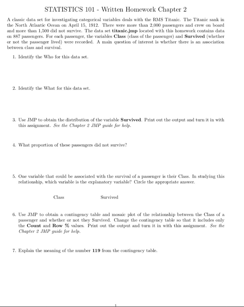 STATISTICS 101 - Written Homework Chapter 2 A classic | Chegg.com STATISTICS 101 - Written Homework Chapter 2 A classic | Chegg.com