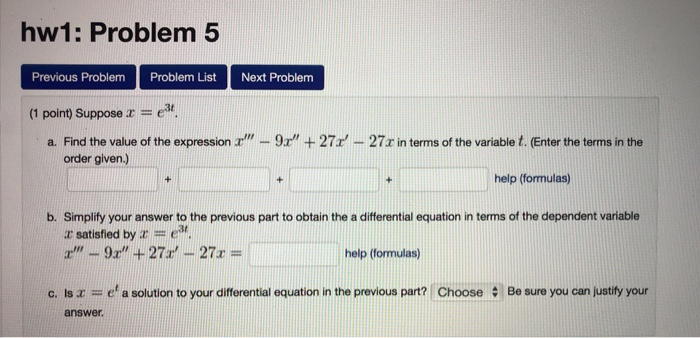 Solved hw1: Problem 5 Previous Problem Problem List Next | Chegg.com