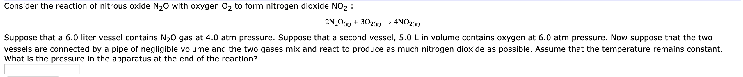 Solved Consider the reaction of nitrous oxide N20 with | Chegg.com