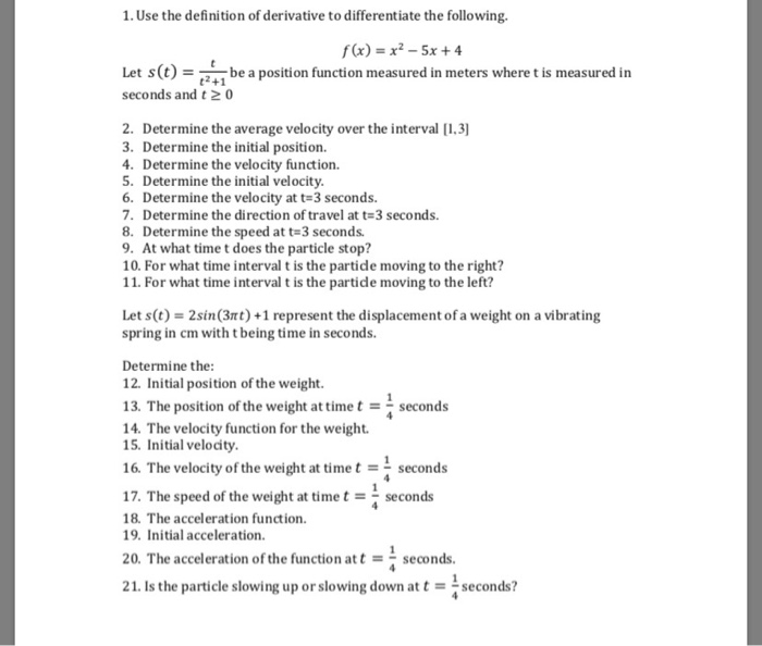 Solved 1. Use the definition of derivative to differentiate | Chegg.com