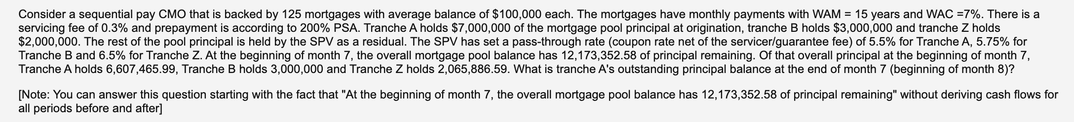 Consider a sequential pay CMO that is backed by 125 | Chegg.com