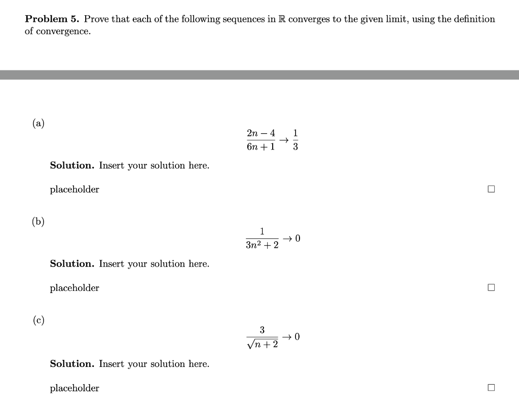 Solved Problem 5 Prove That Each Of The Following Sequences Chegg