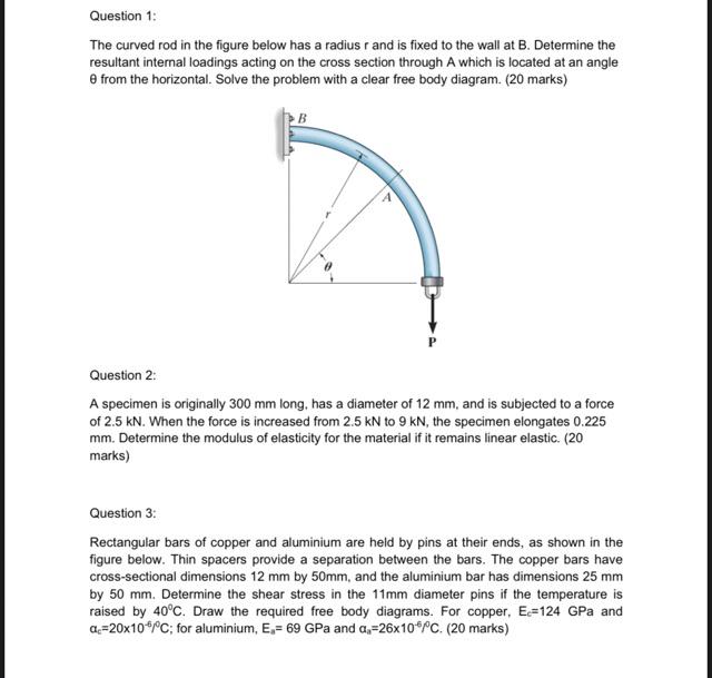 Solved Question 1: The curved rod in the figure below has a | Chegg.com