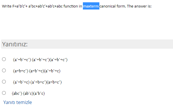Solved Write F=a'b'c'+ a'bc+ab'c'+ab'c+abc function in | Chegg.com