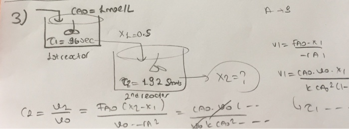Two Cstr in series the space time values given the | Chegg.com
