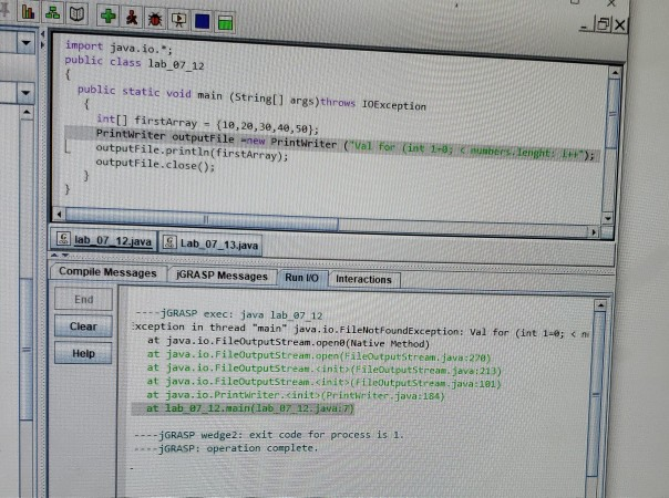 Solved import java.io. public class lab 07 12 public static | Chegg.com